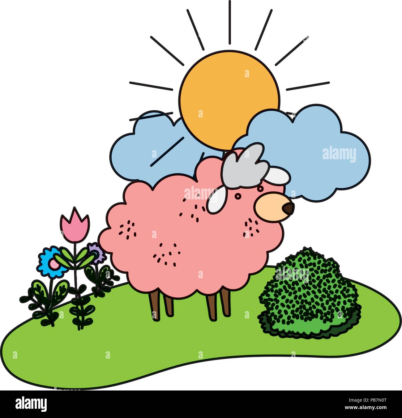 Sheep walking Stock Vector Images - Alamy