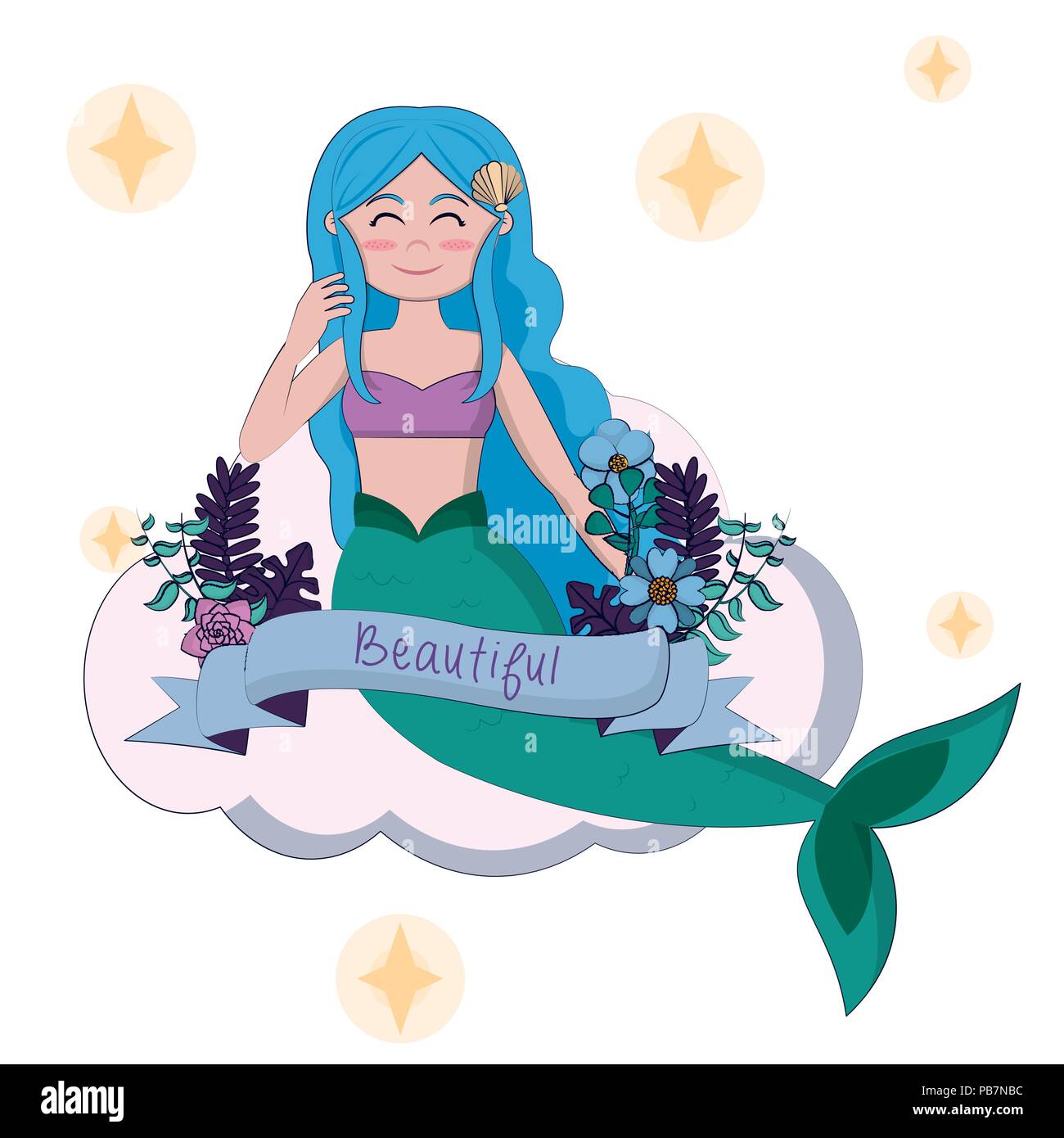 Beautiful and magic mermaid Stock Vector Image & Art - Alamy