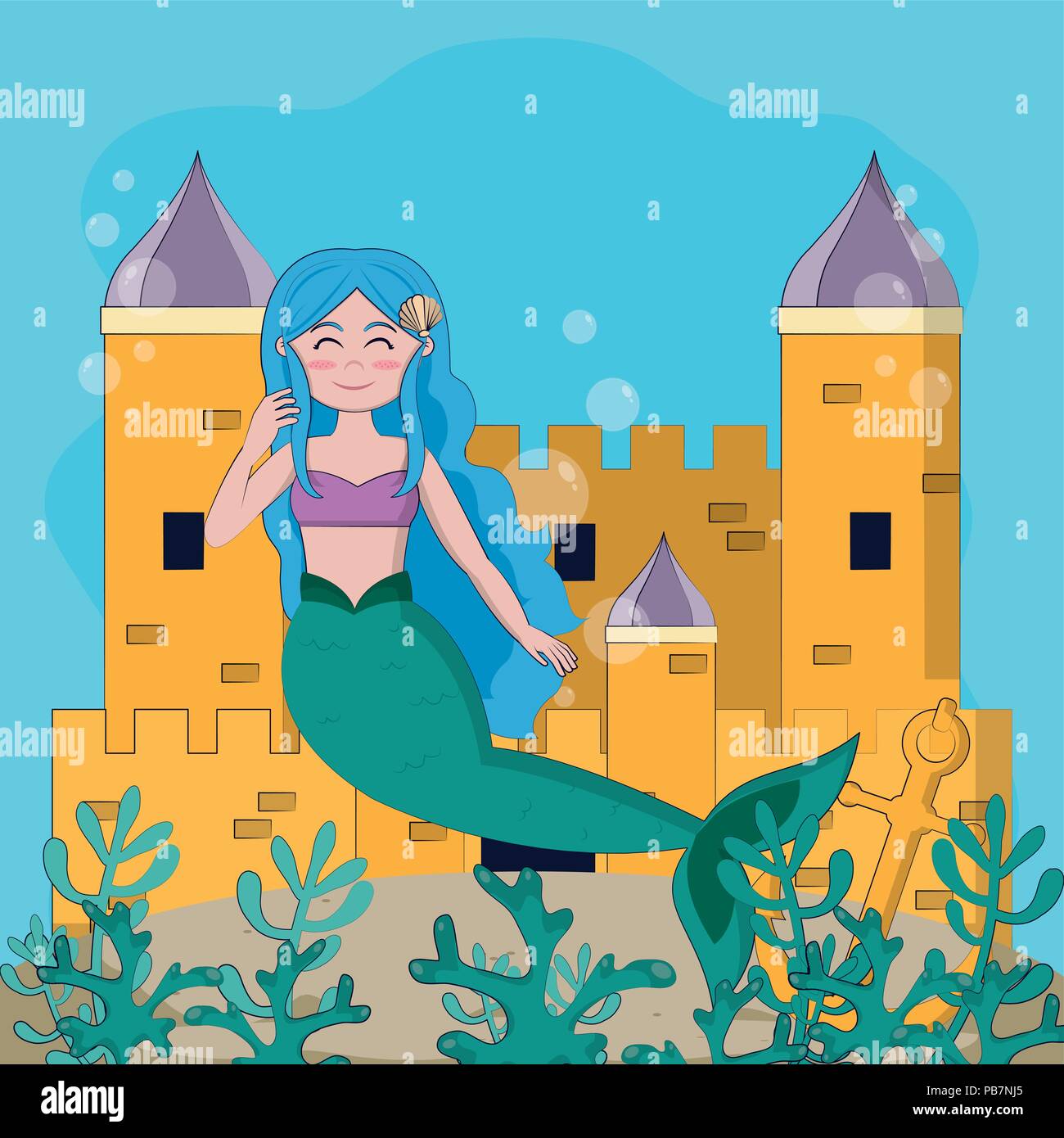 Beautiful and magic mermaid Stock Vector Image & Art - Alamy
