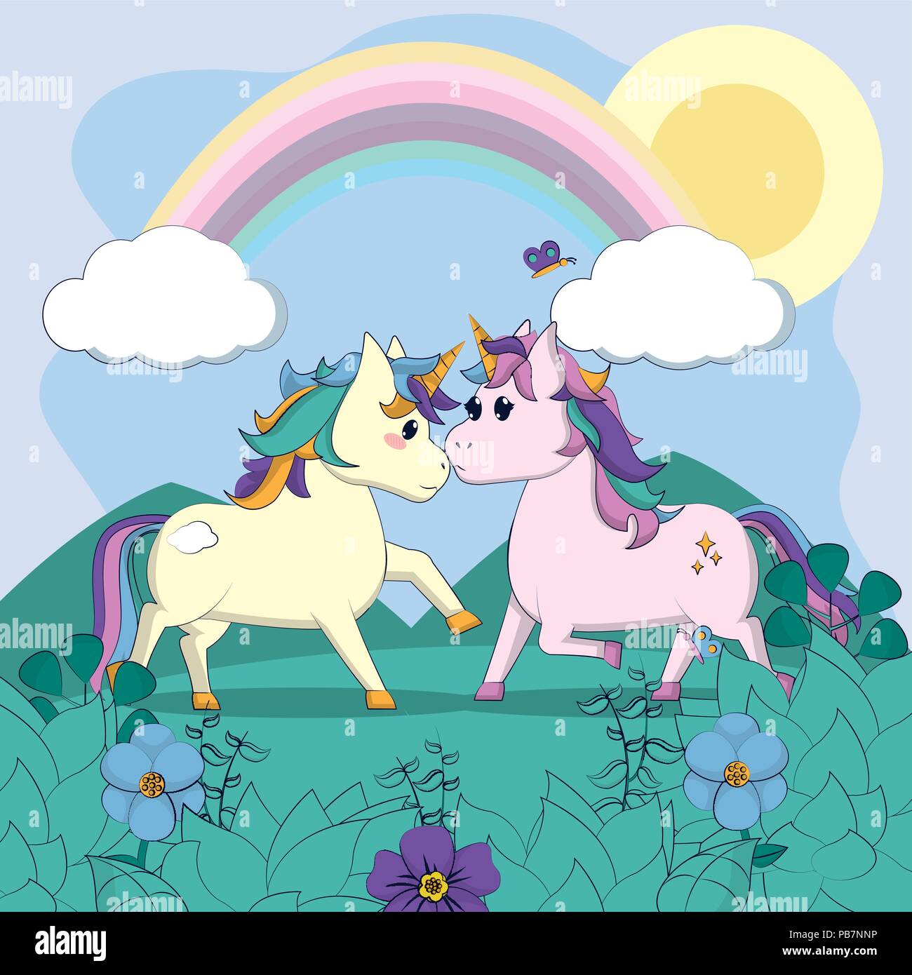 Beautiful and magic unicorn cartoon Stock Vector Image & Art - Alamy