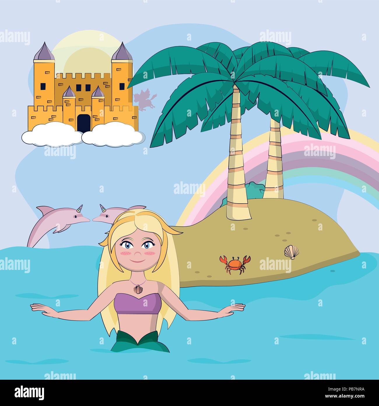 Beautiful and magic mermaid cartoon Stock Vector Image & Art - Alamy