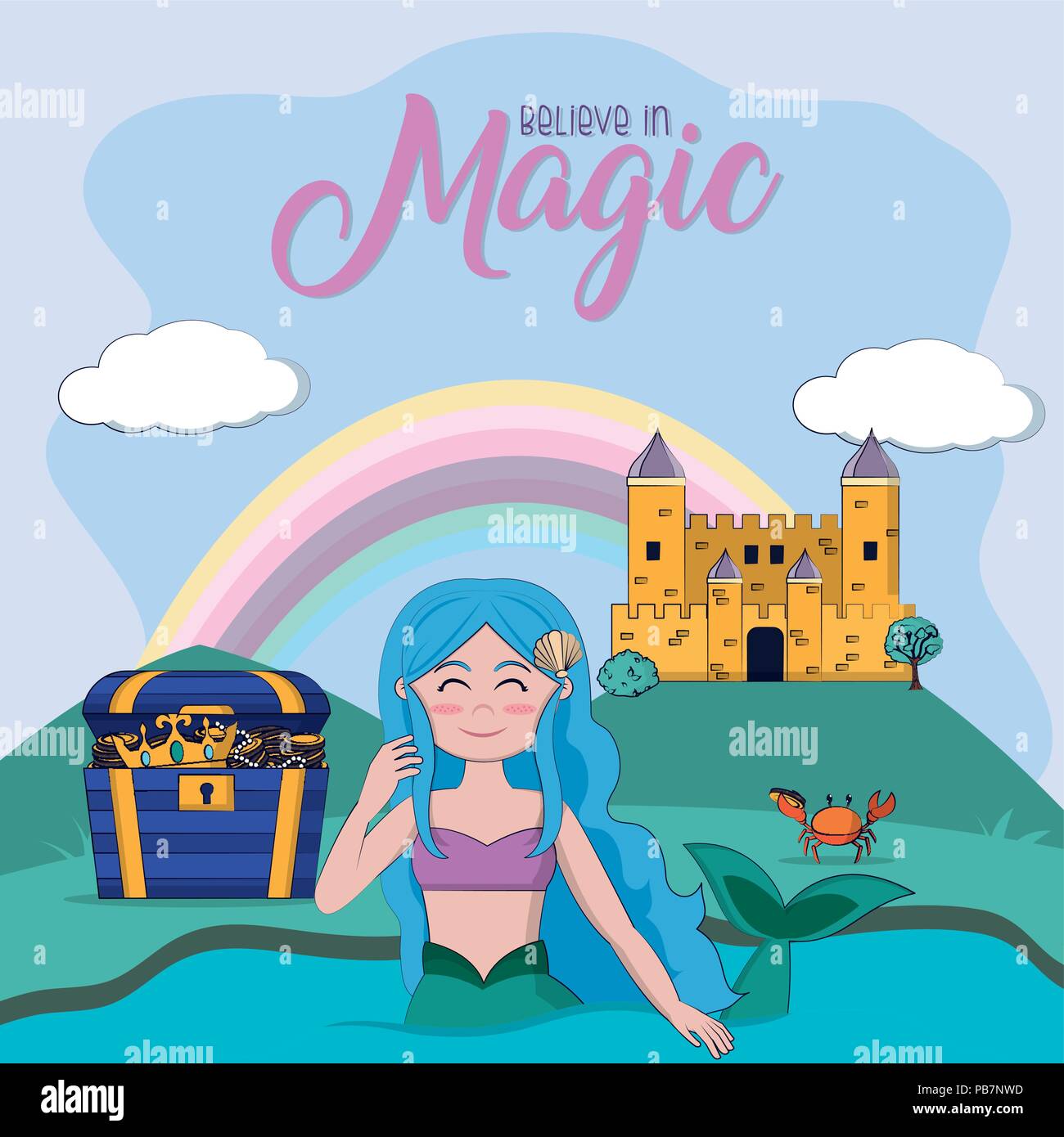 Beautiful and magic mermaid cartoon Stock Vector Image & Art - Alamy