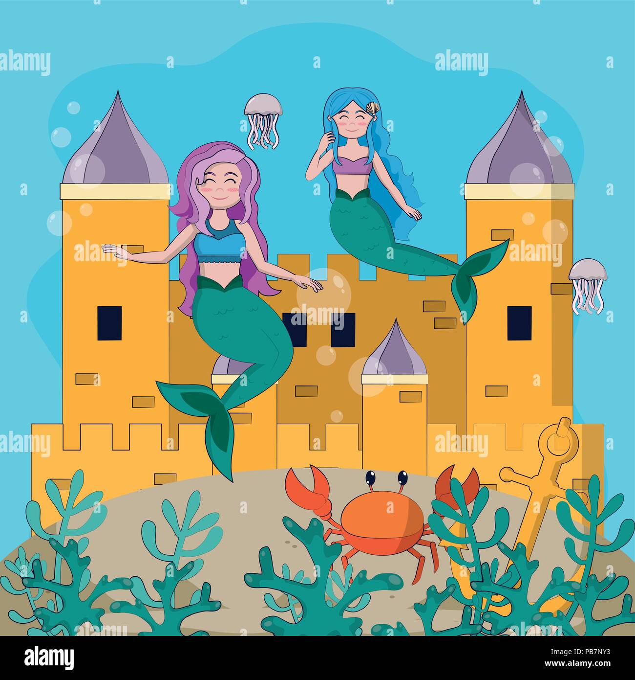 Beautiful and magic mermaid cartoon Stock Vector Image & Art - Alamy