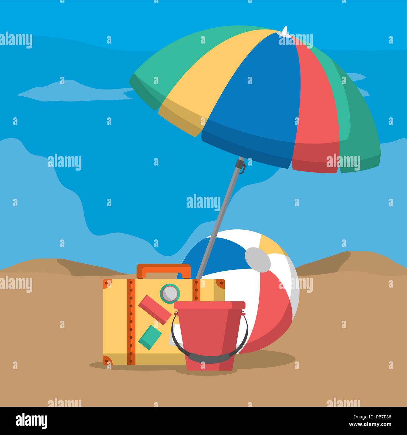 Summer luggage beach ball Stock Vector Images - Alamy