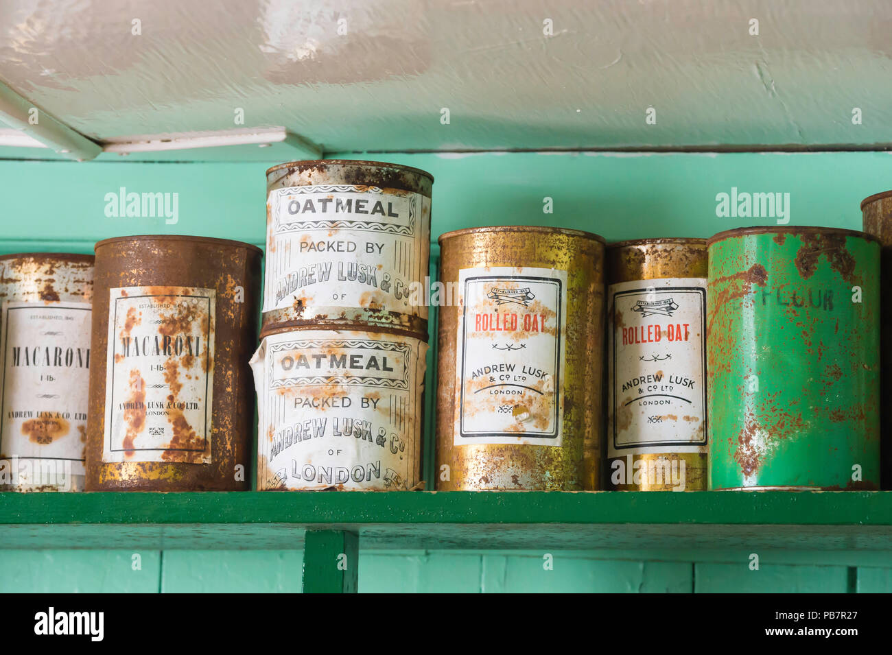 Historic rations inside old British base at Port Lockroy, Wiencke ...