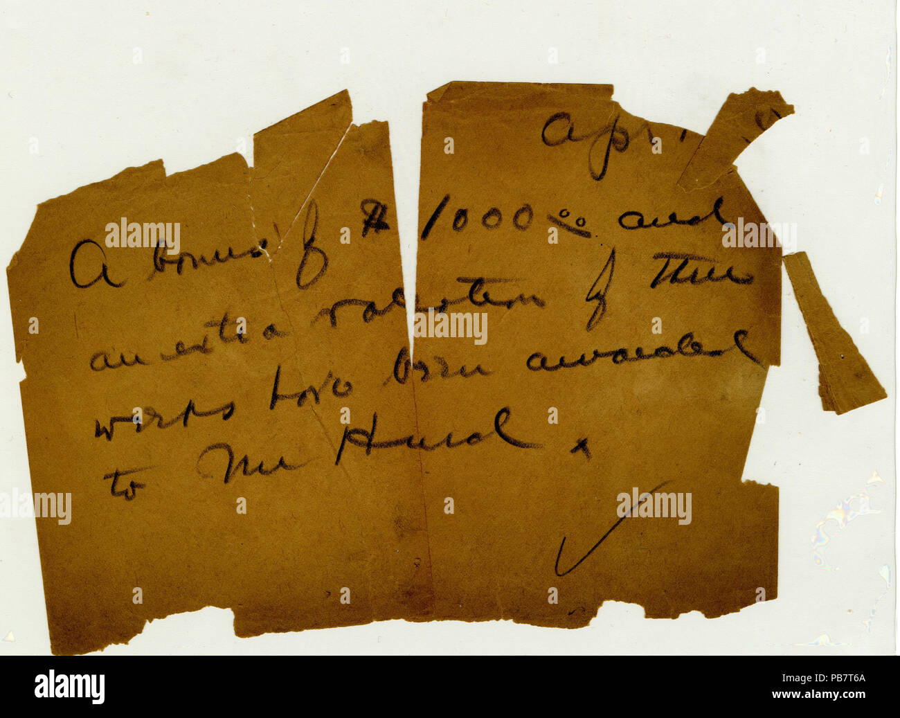 1792 Unsigned note in grease pencil, probably in the hand of Ralph ...