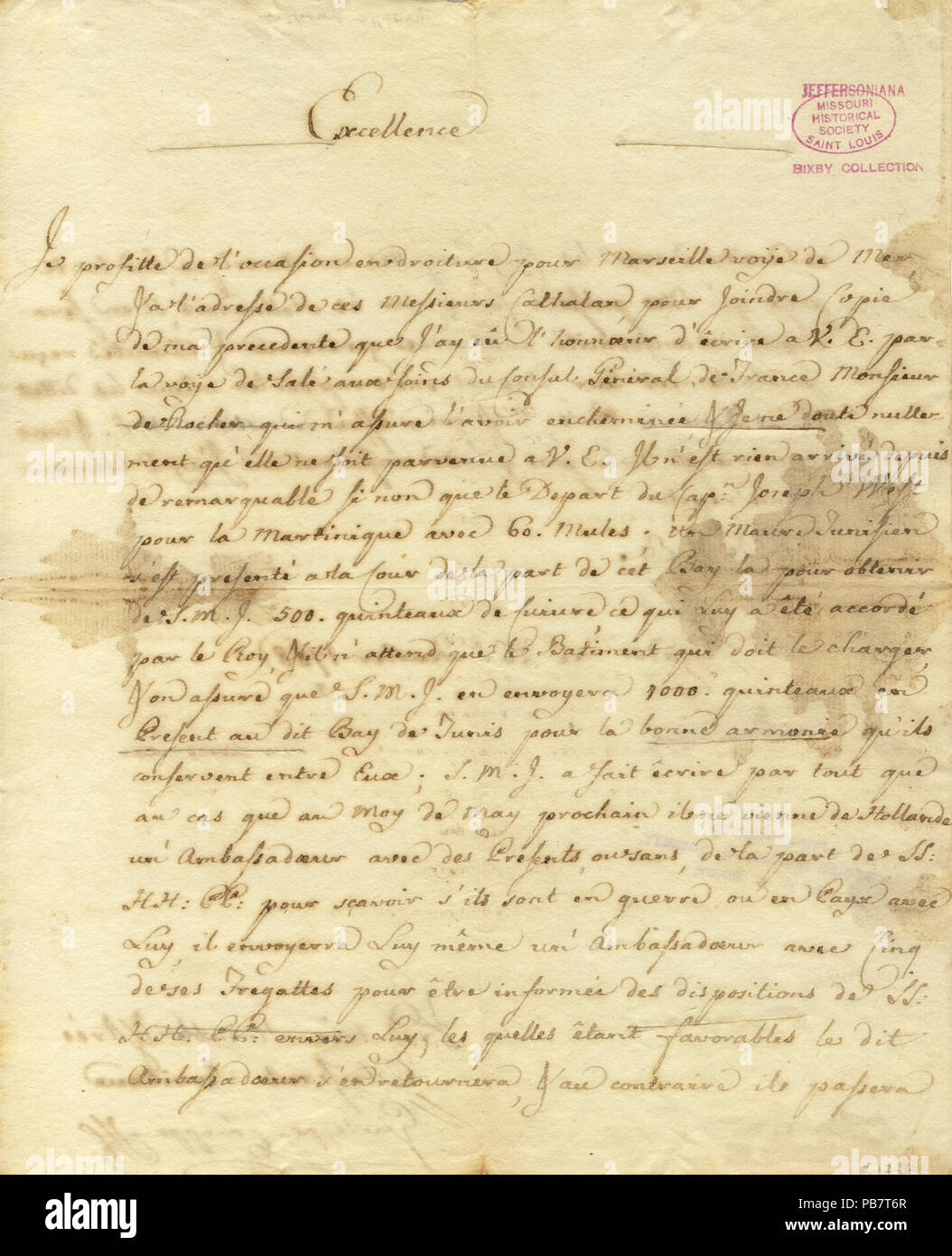 908 Letter signed Guiseppe Chiappe, Mogador, to Thomas Jefferson ...