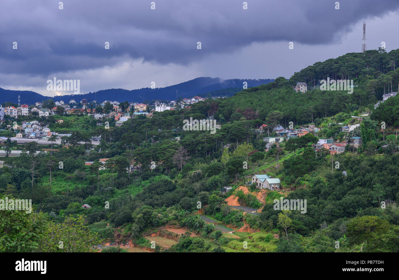 Aerial view of Dalat, Vietnam. Dalat is located in the South Central ...