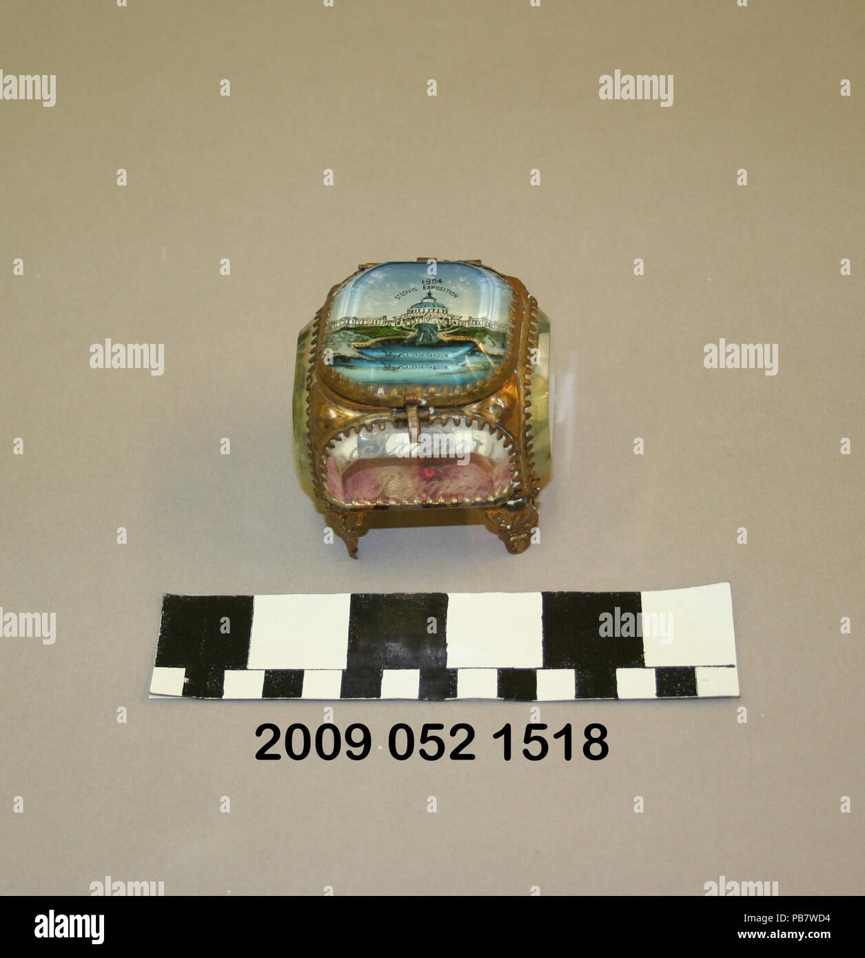 1020 Metal Jewelry Box With Glass Lid With Color Image of Cascade ...