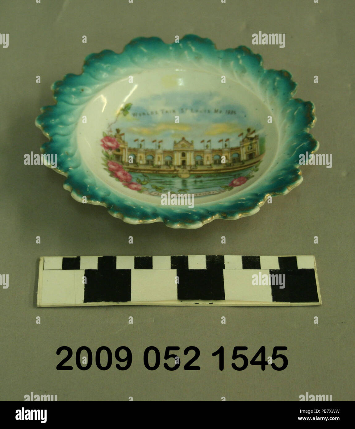 1850 White Ceramic Candy Dish With Aqua Coloring and Color Transfer ...