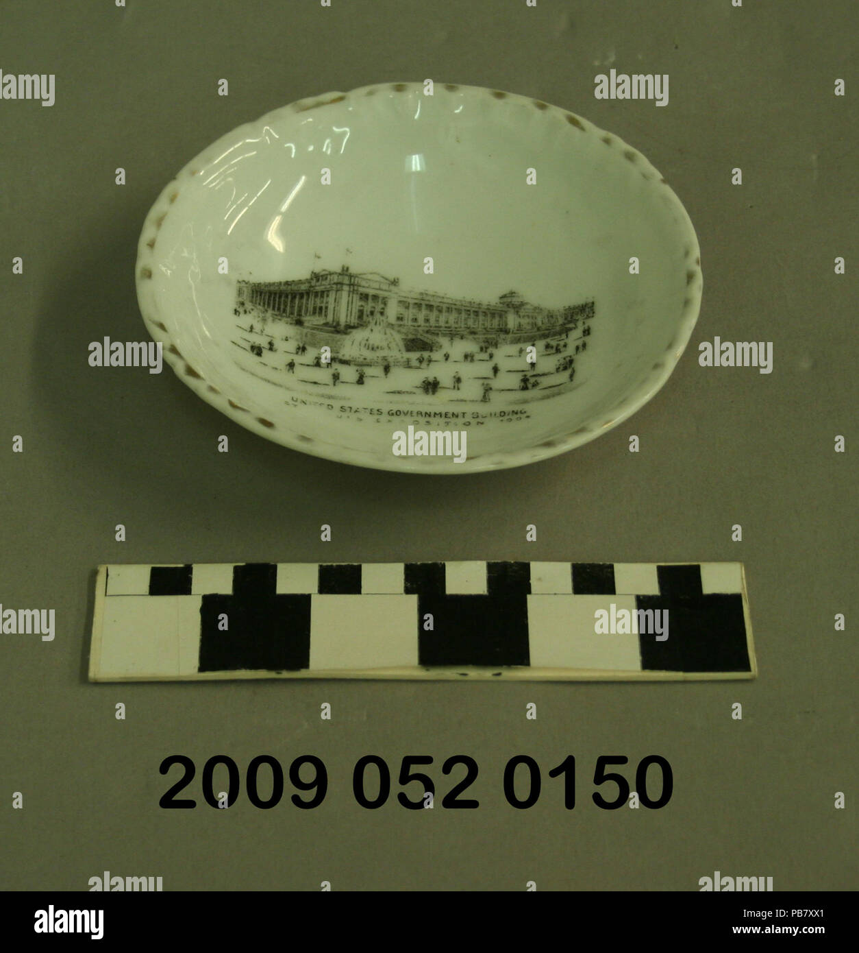 1546 Small White Ceramic Bowl With Black Transfer Image of U.S ...