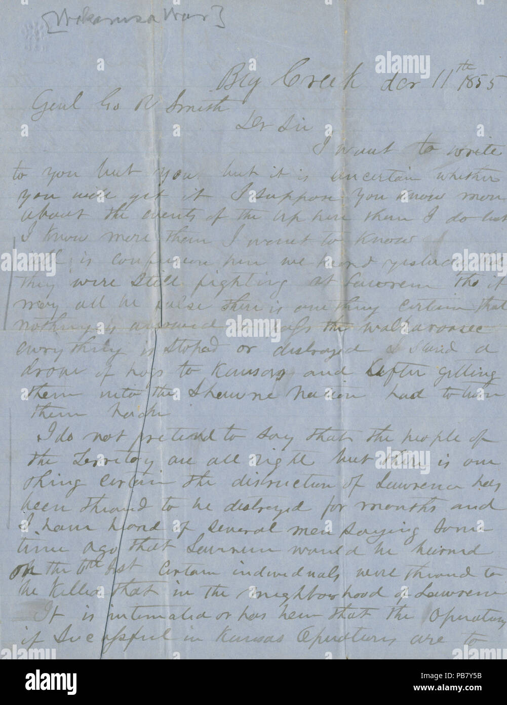 899 Letter from B. Hoonsley, Big Creek, to Genl. Go. R. Smith, December ...