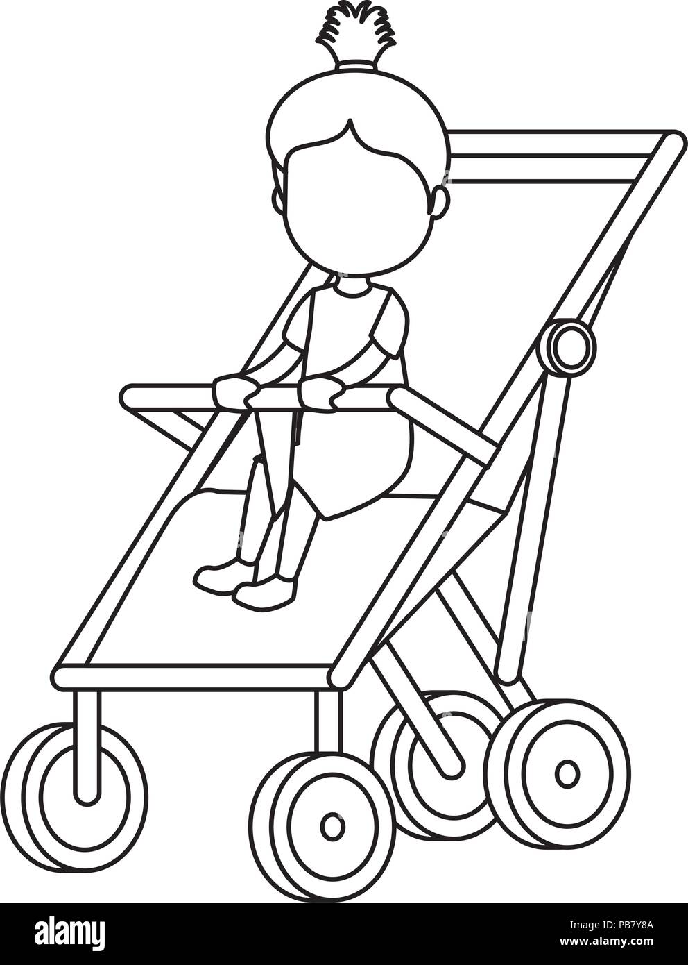 little girl baby in cart vector illustration design Stock Vector Image ...