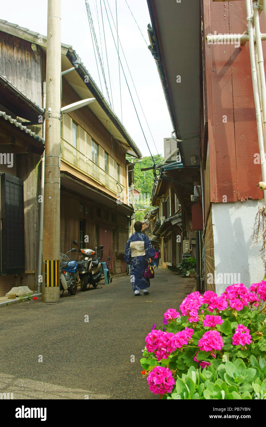 Townscape in Azuchioshima Island, Nagasaki Prefecture, Japan Stock ...