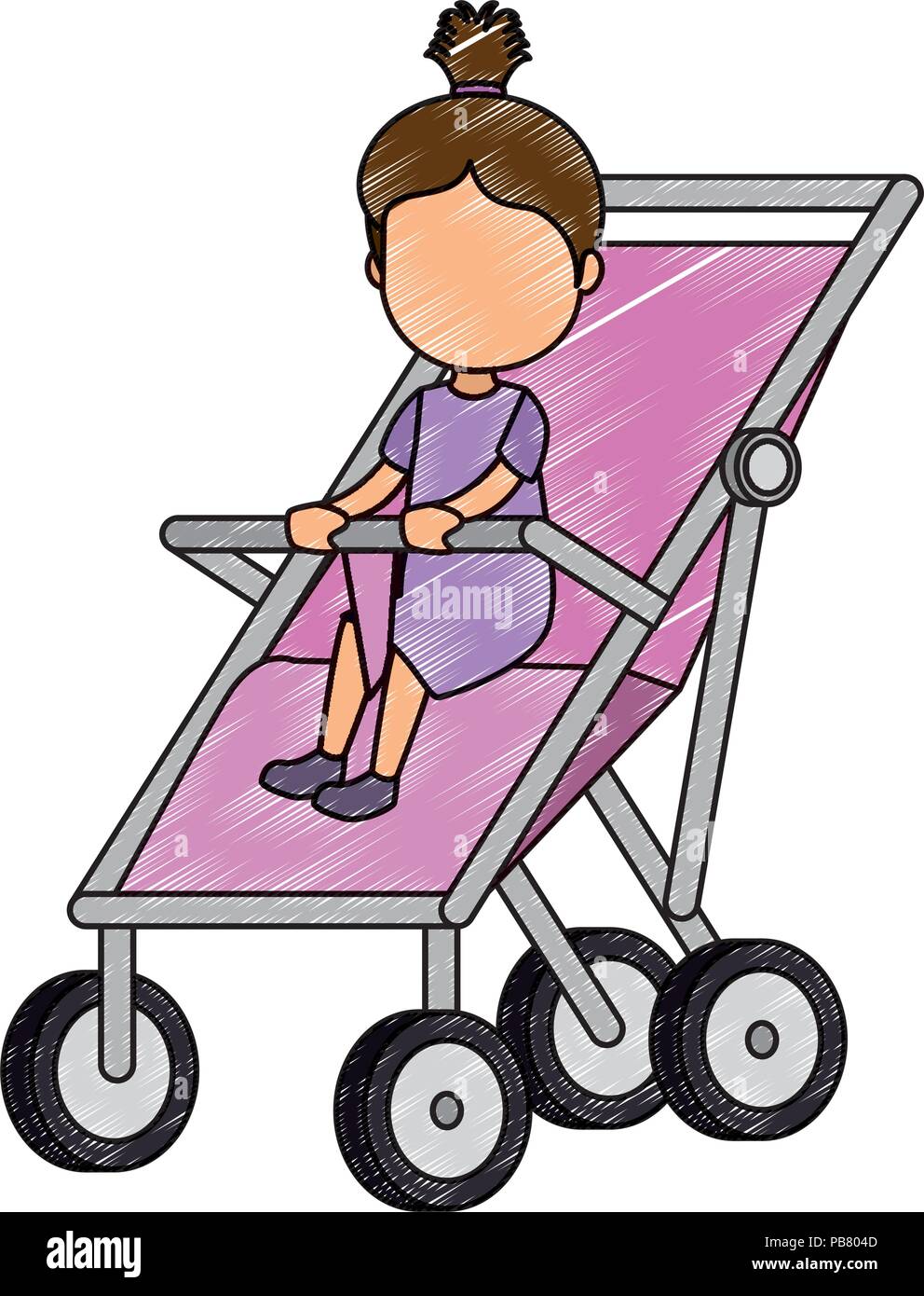 little girl baby in cart vector illustration design Stock Vector Image ...