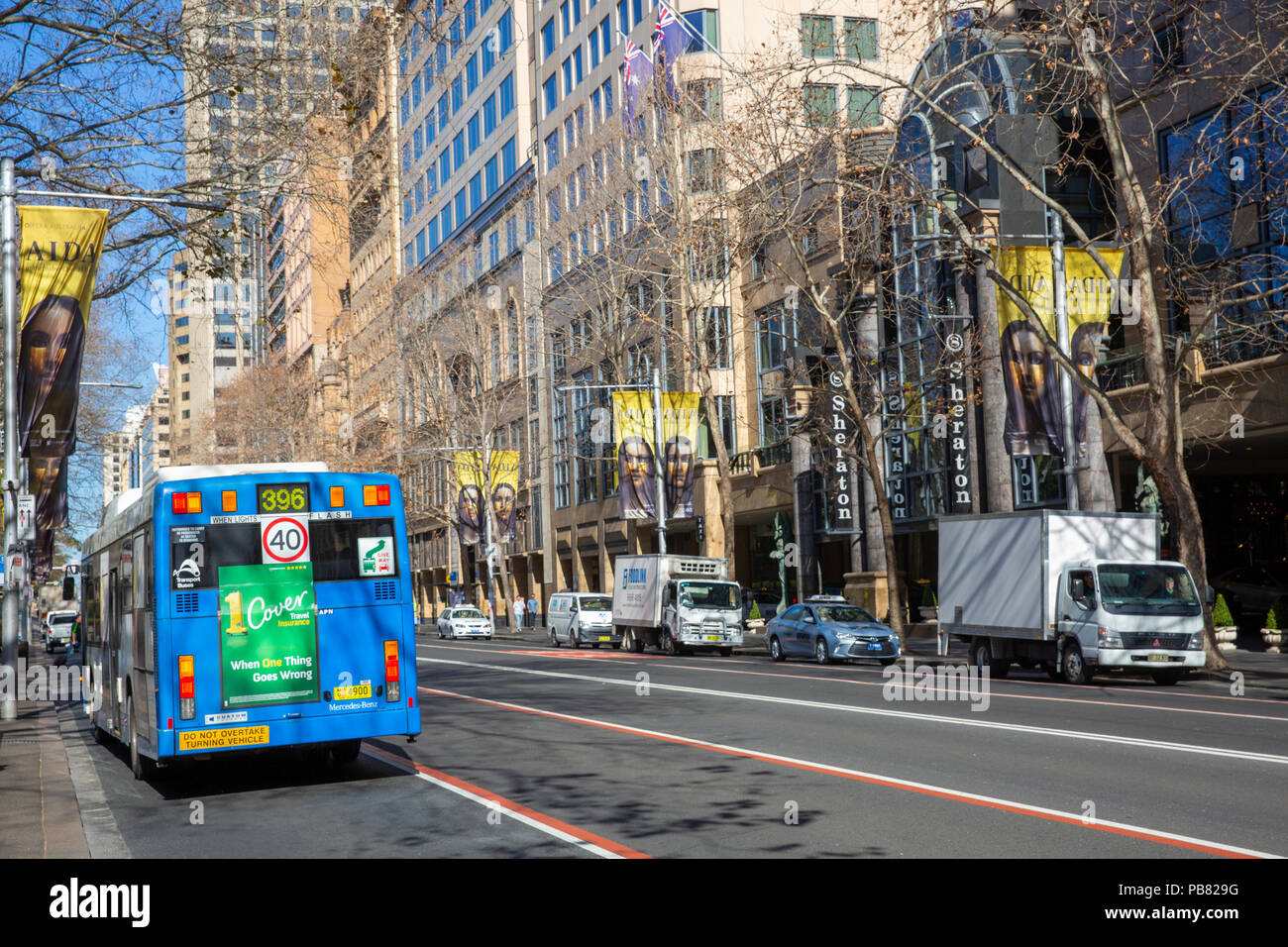 Sydney bus in Elizabeth street in Sydney city centre,Australia Stock ...