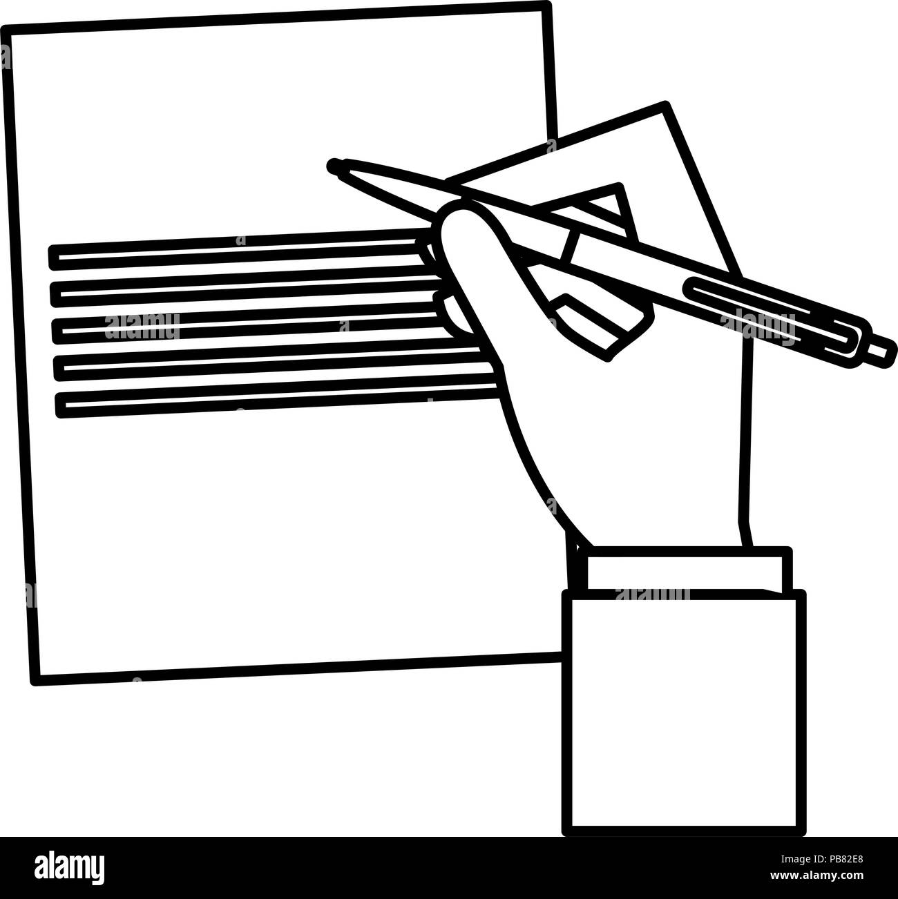 hand writing with pencil in documents paper vector illustration design ...
