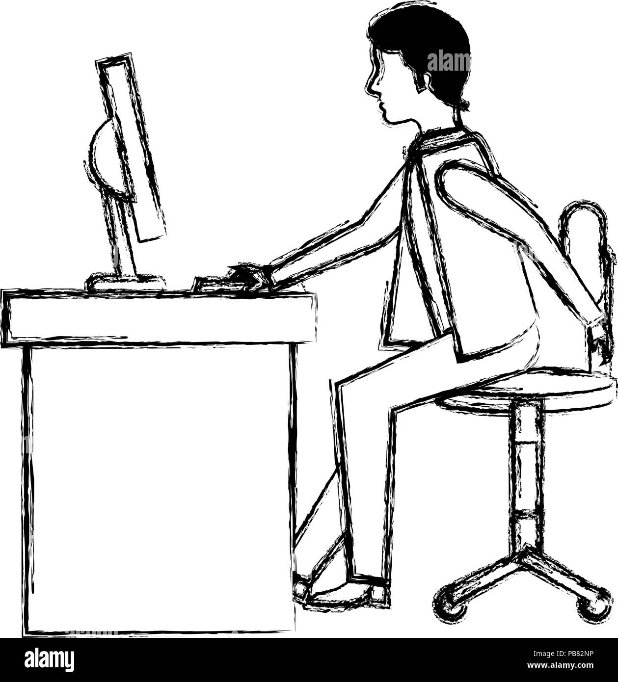 businessman working in the computer avatar character vector ...