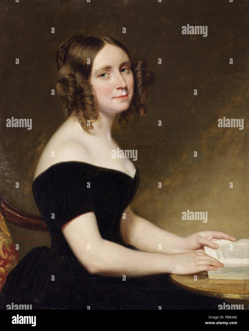 1215 Portrait of a Lady in a Black Gown by George Peter Alexander Healy ...