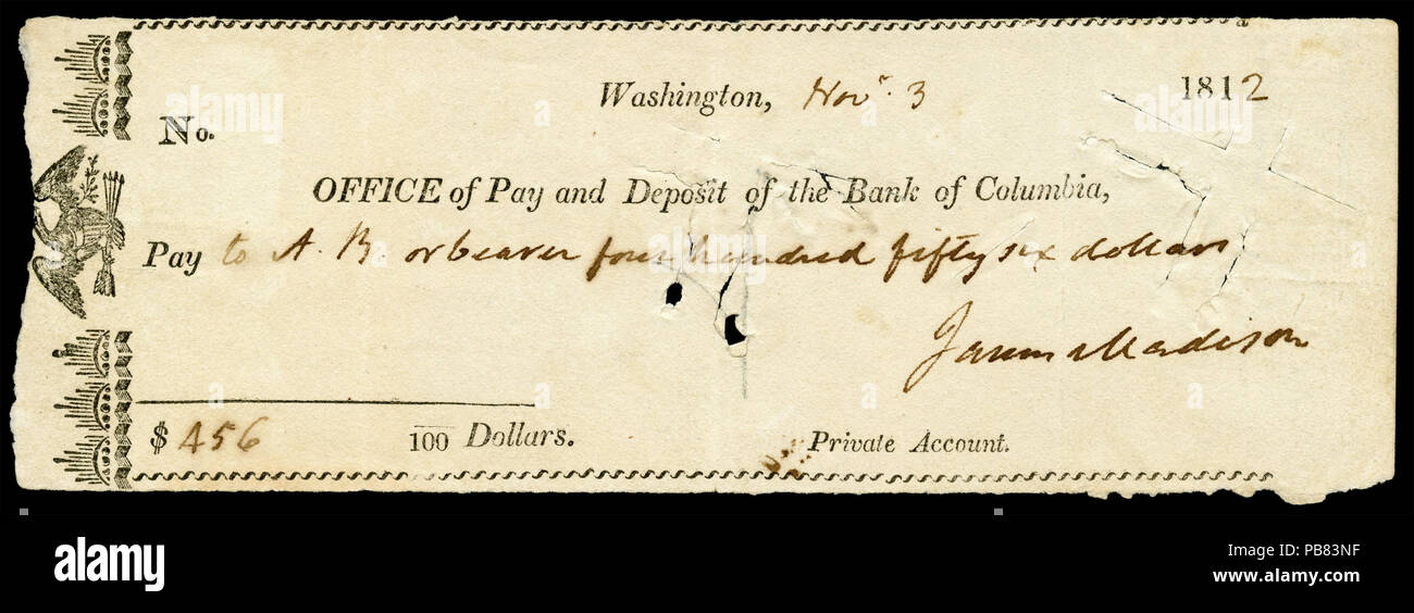 980 MADISON, James (signed check Stock Photo - Alamy