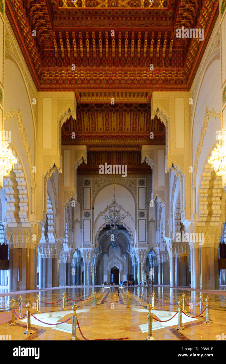 CASABLANCA, MOROCCO - SEP 1, 2015: Interior of Hassan II Mosque or ...