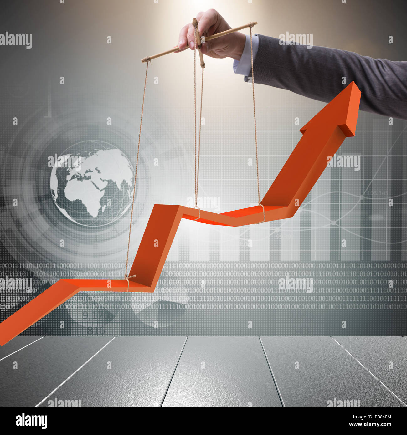 Hand supporting the growth chart line Stock Photo - Alamy