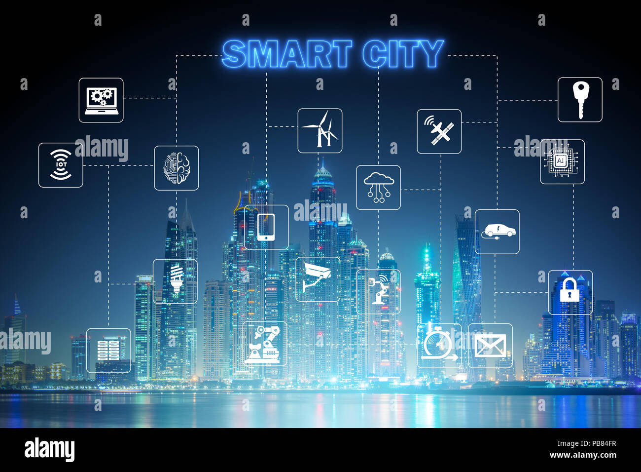 Concept of smart city and internet of things Stock Photo - Alamy