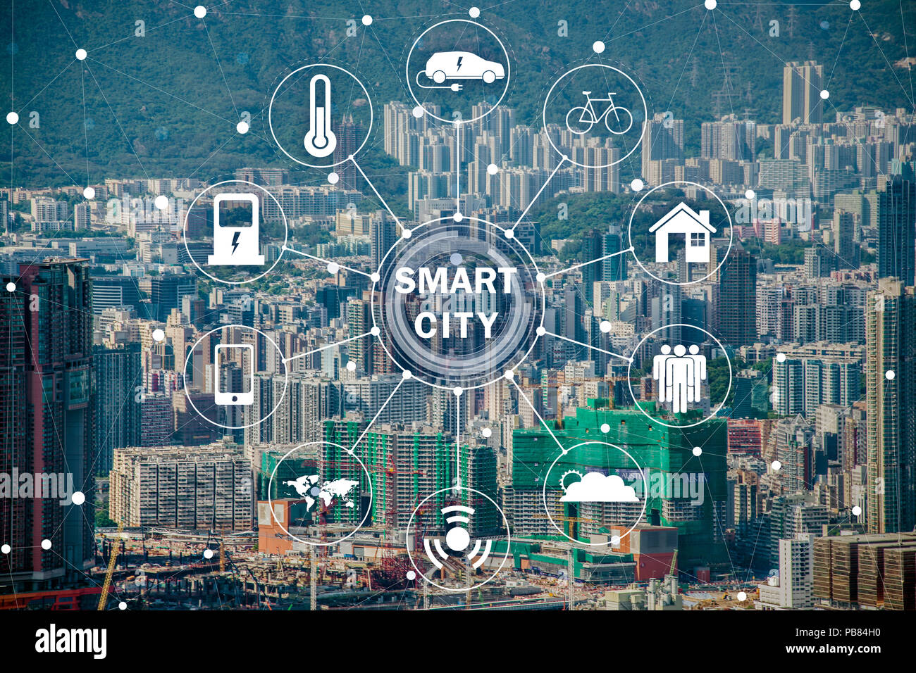 Concept of smart city and internet of things Stock Photo - Alamy