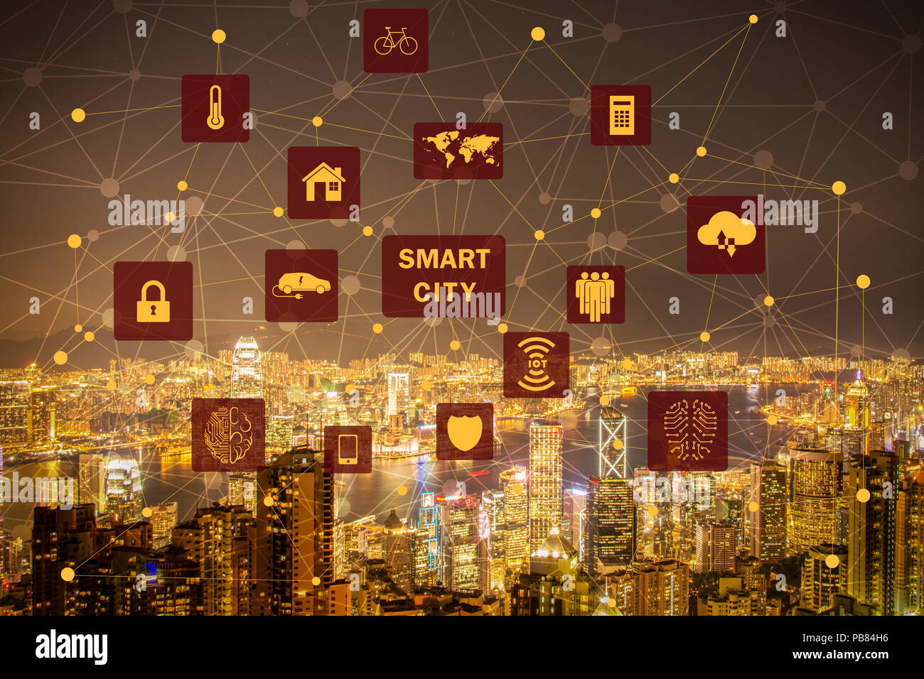 Concept of smart city and internet of things Stock Photo - Alamy