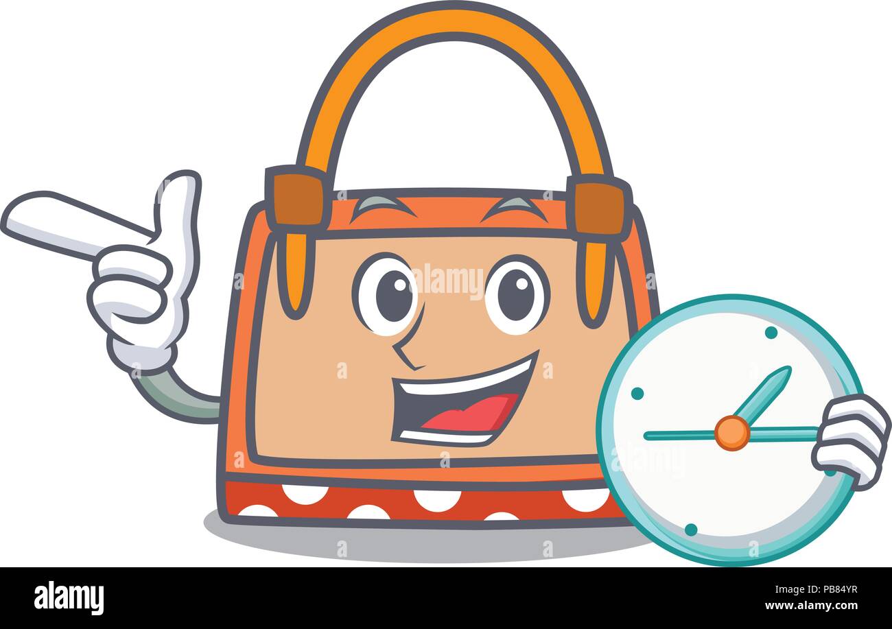 With clock hand bag character cartoon Stock Vector Image & Art - Alamy