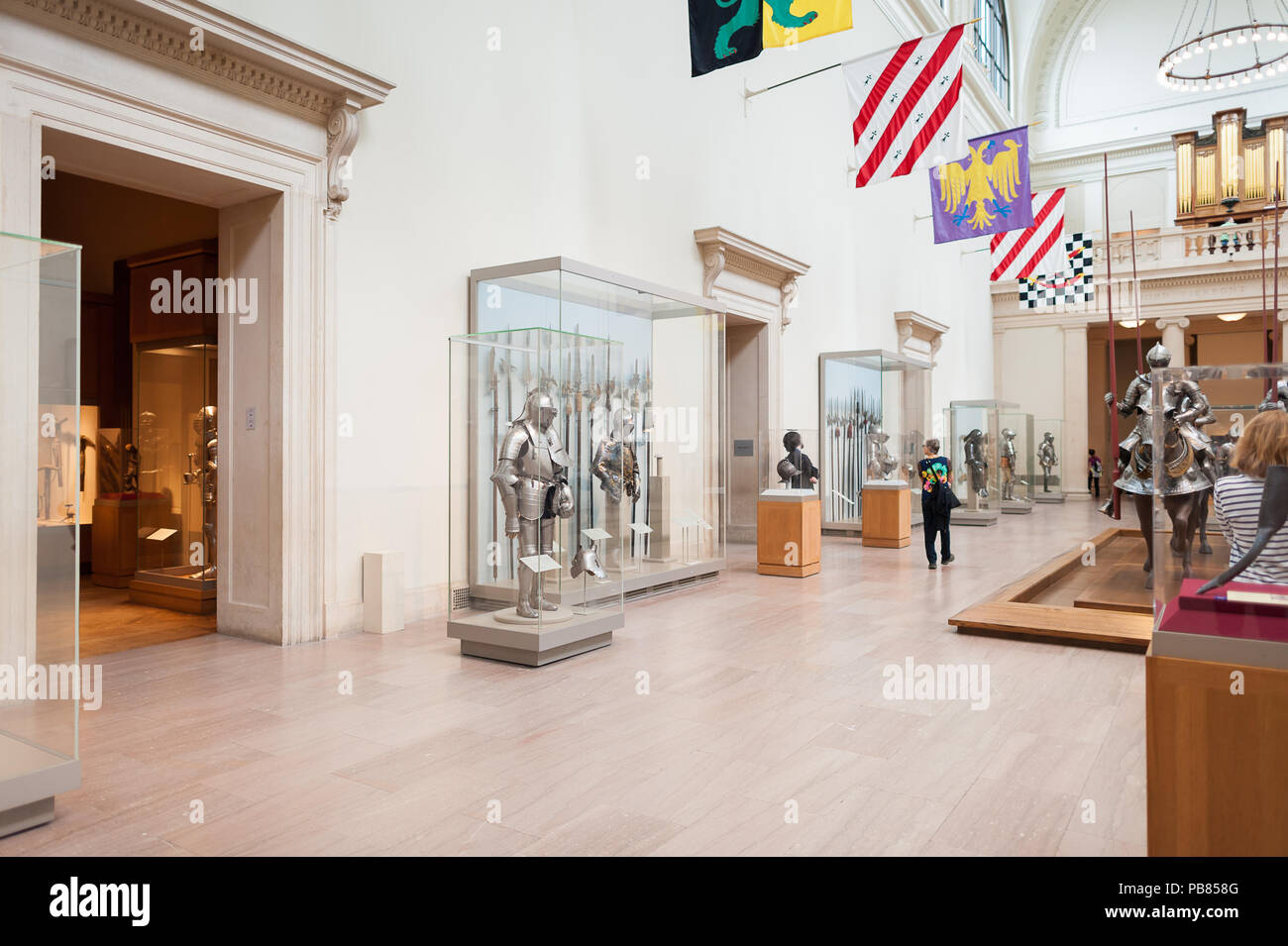 NEW YORK, USA - SEP 25, 2015: Knights and armour room in the ...