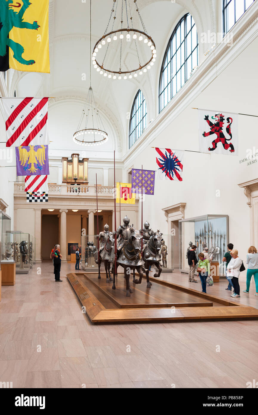 NEW YORK, USA - SEP 25, 2015: Knights and armour room in the ...