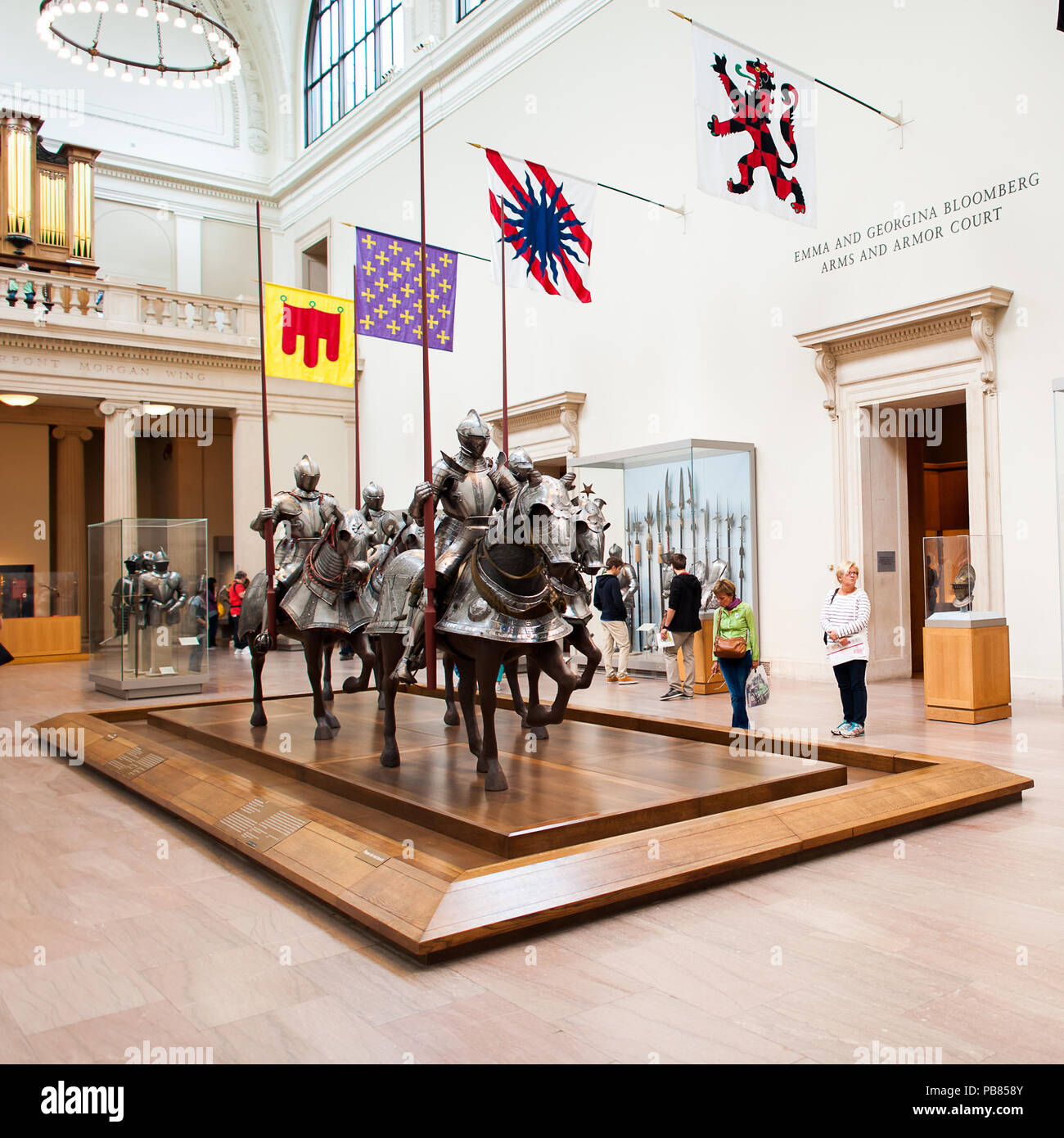NEW YORK, USA - SEP 25, 2015: Knights and armour room in the ...