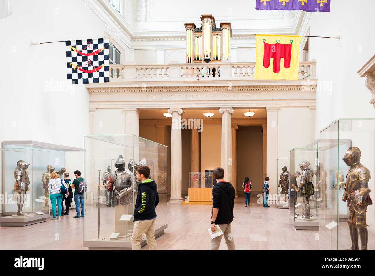 NEW YORK, USA - SEP 25, 2015: Knights and armour room in the ...