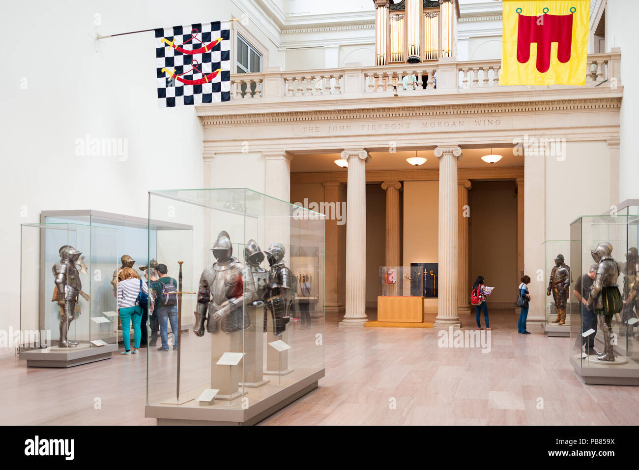 NEW YORK, USA - SEP 25, 2015: Knights and armour room in the ...
