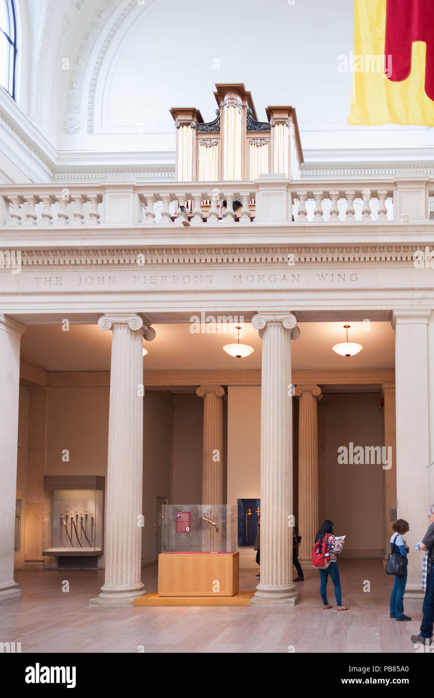 NEW YORK, USA - SEP 25, 2015: Knights and armour room in the ...