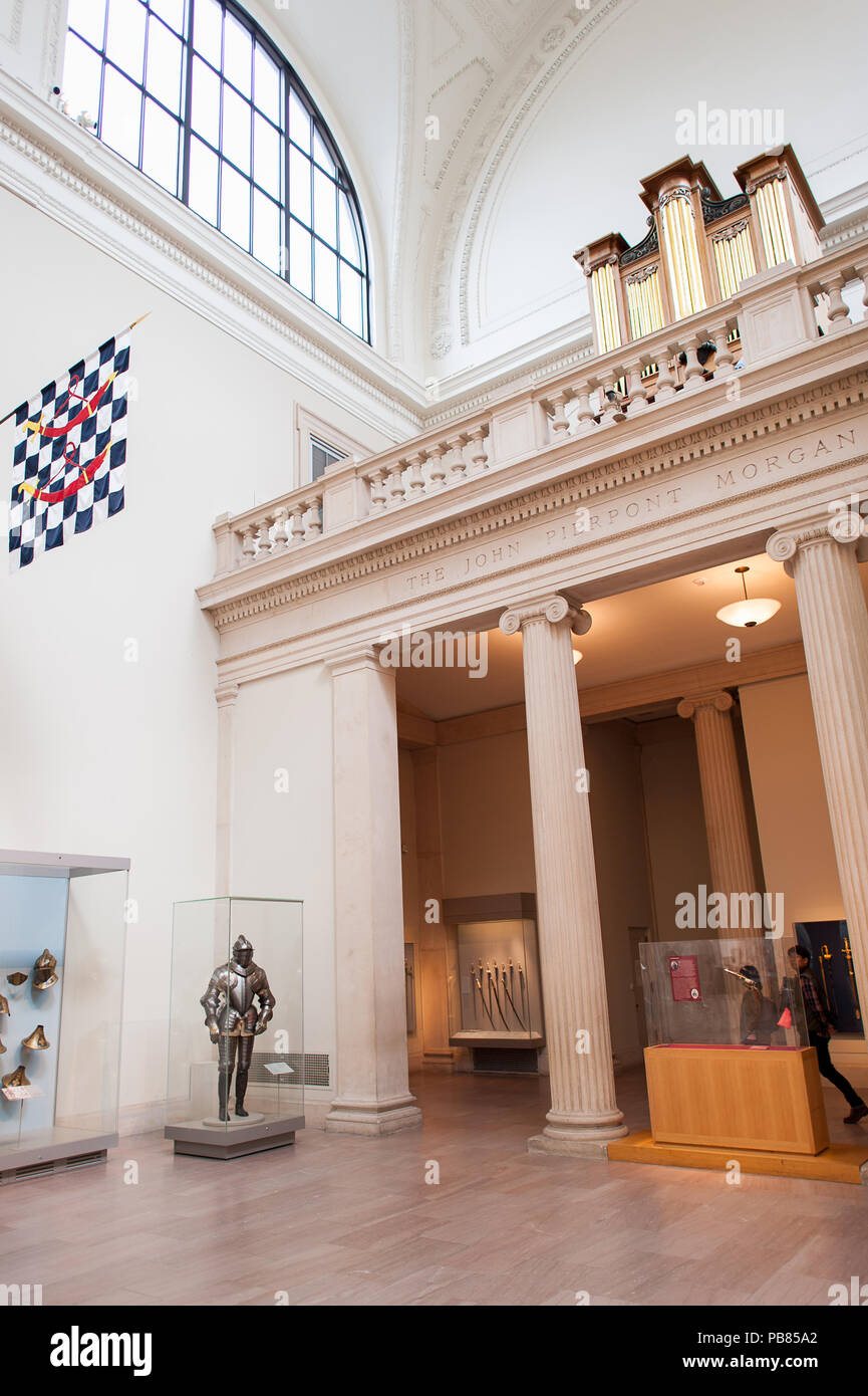 NEW YORK, USA - SEP 25, 2015: Knights and armour room in the ...