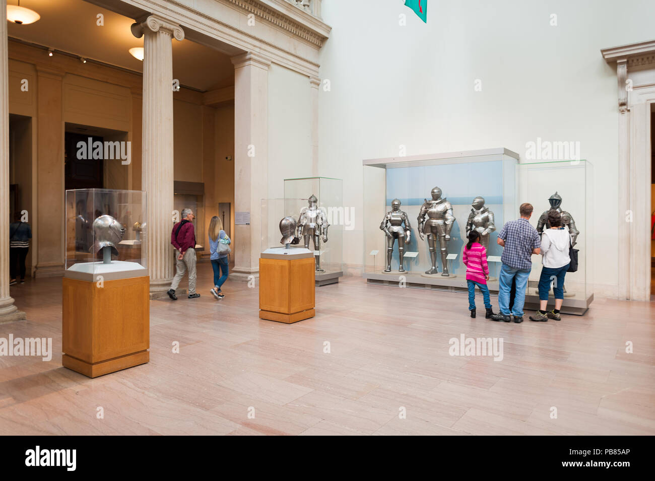 NEW YORK, USA - SEP 25, 2015: Knights and armour room in the ...