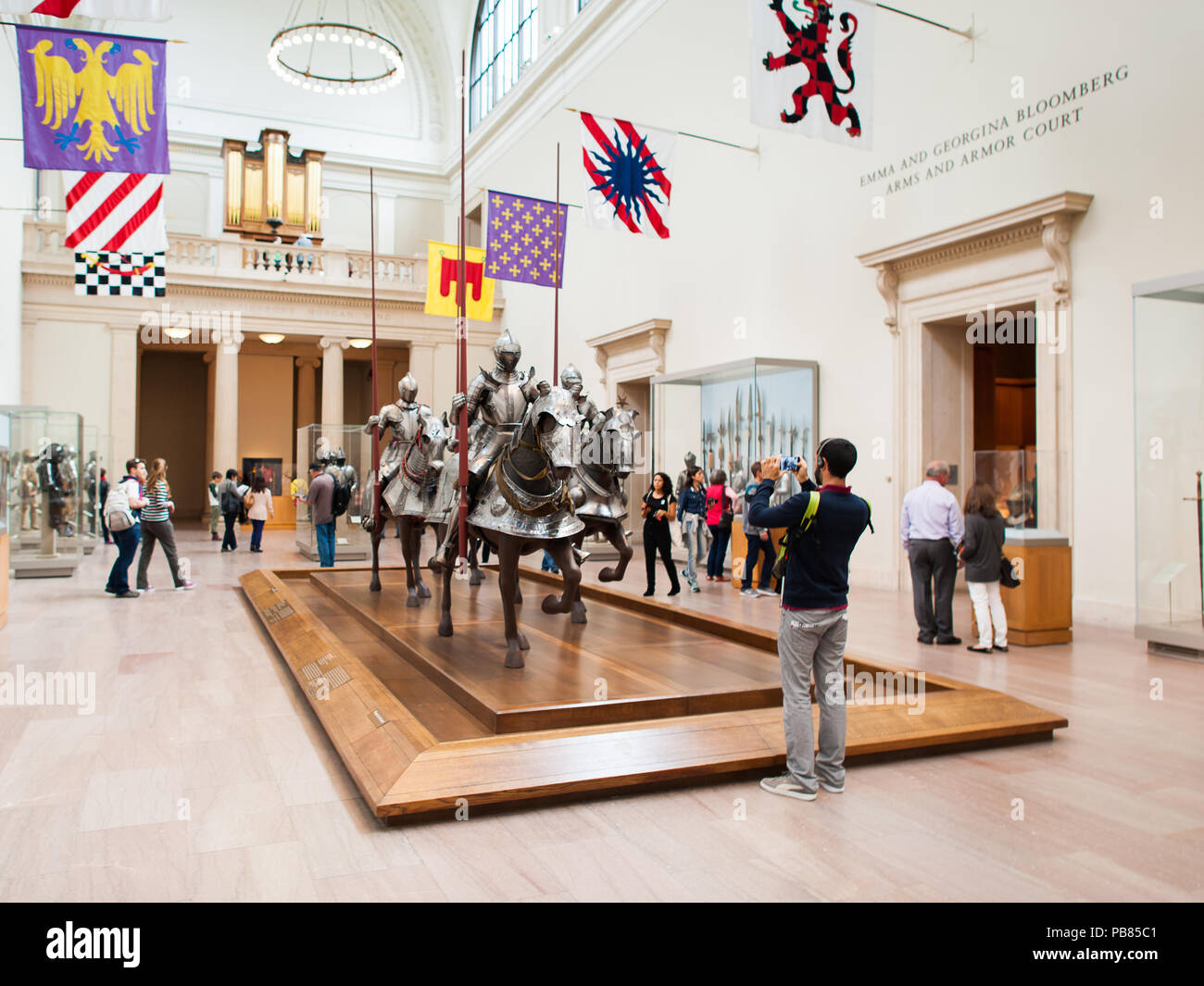 NEW YORK, USA - SEP 25, 2015: Knights and armour room in the ...
