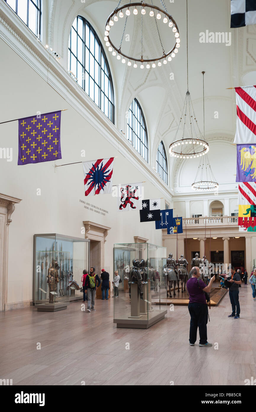 NEW YORK, USA - SEP 25, 2015: Knights and armour room in the ...