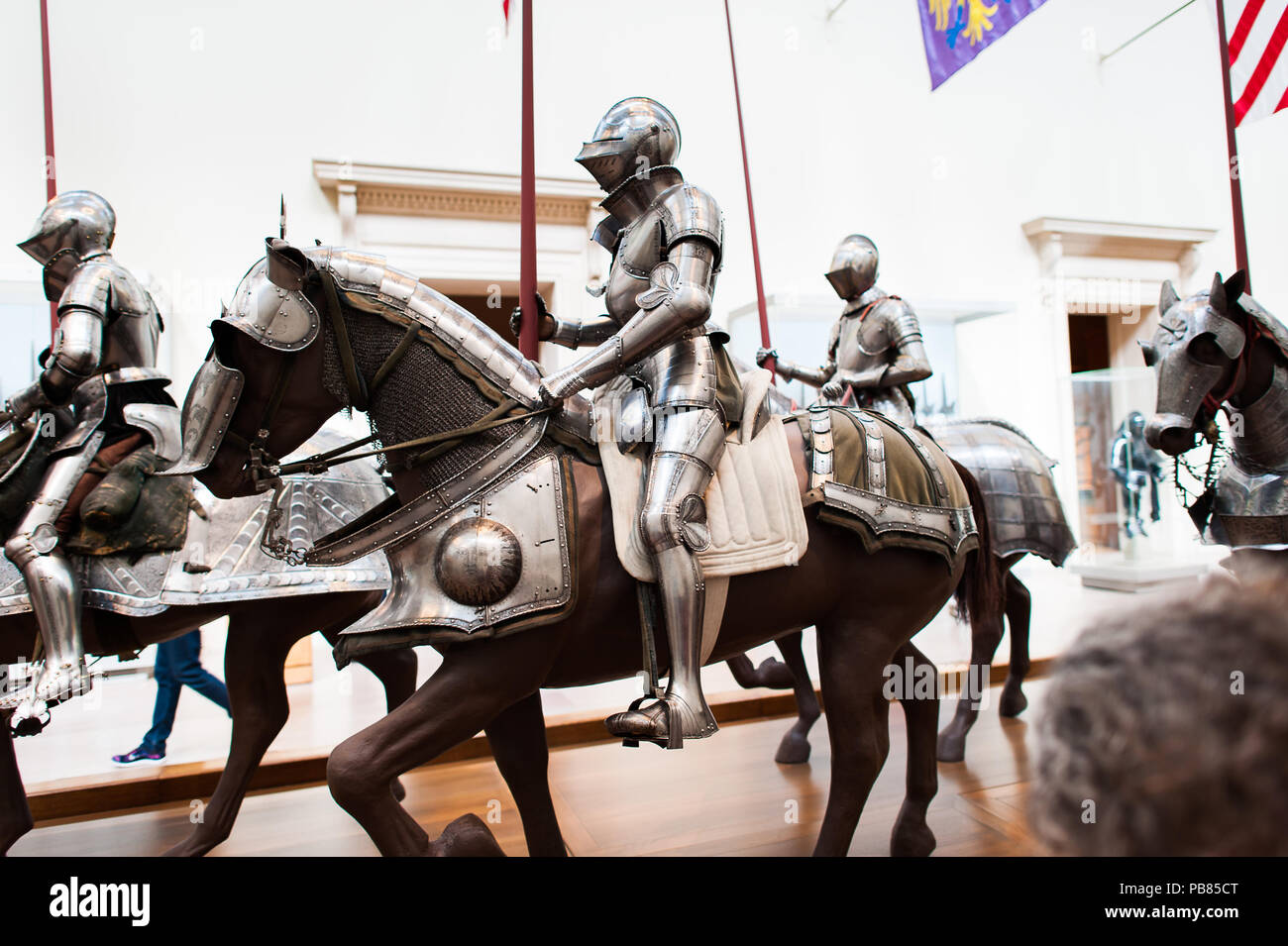 NEW YORK, USA - SEP 25, 2015: Knights and armour room in the ...