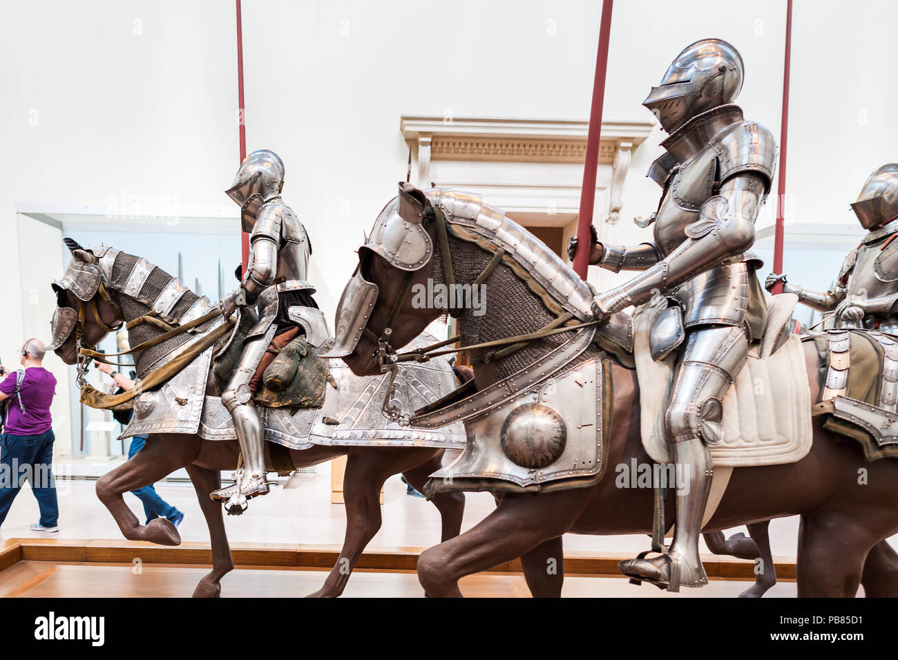 NEW YORK, USA - SEP 25, 2015: Knights and armour room in the ...