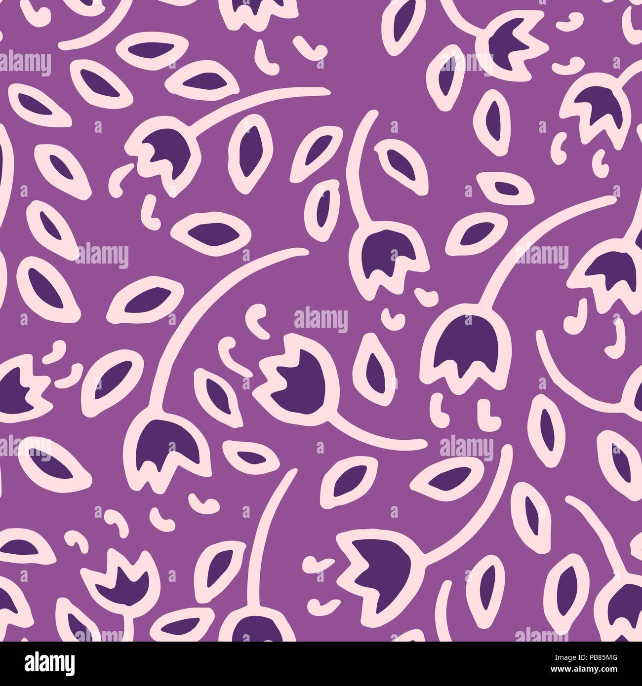 Simple purple flowers seamless pattern. Vector illustration Stock ...