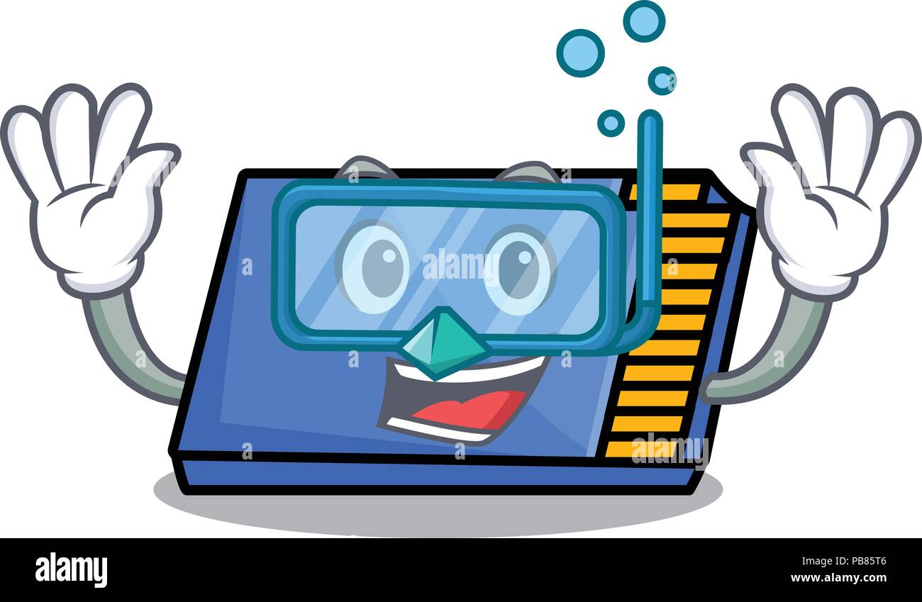 Diving memory card character cartoon Stock Vector Image & Art - Alamy