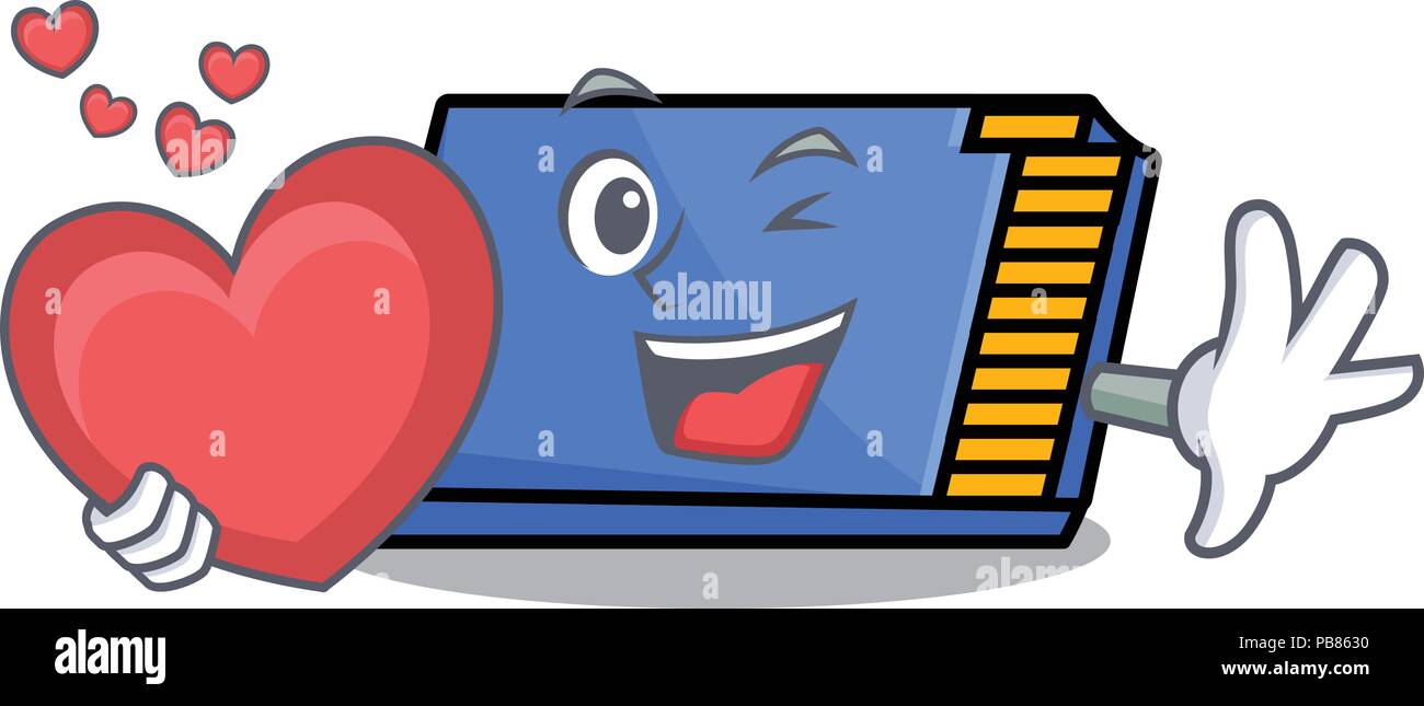 With heart memory card mascot cartoon Stock Vector Image & Art - Alamy