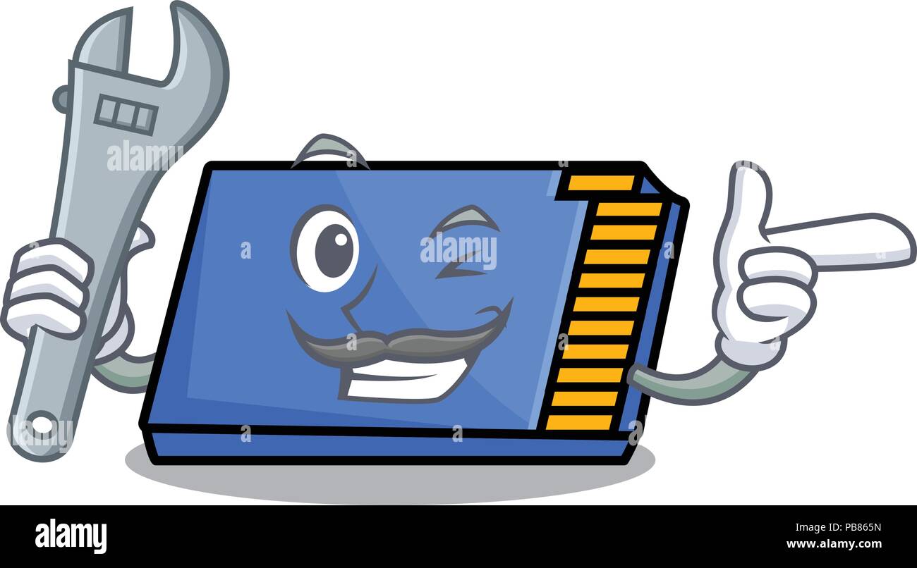 Mechanic memory card mascot cartoon Stock Vector Image & Art - Alamy