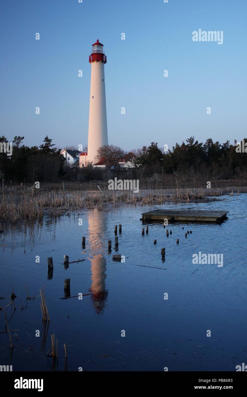 Cape May Lighthouse reflection, Cape May Point State Park, Cape May ...
