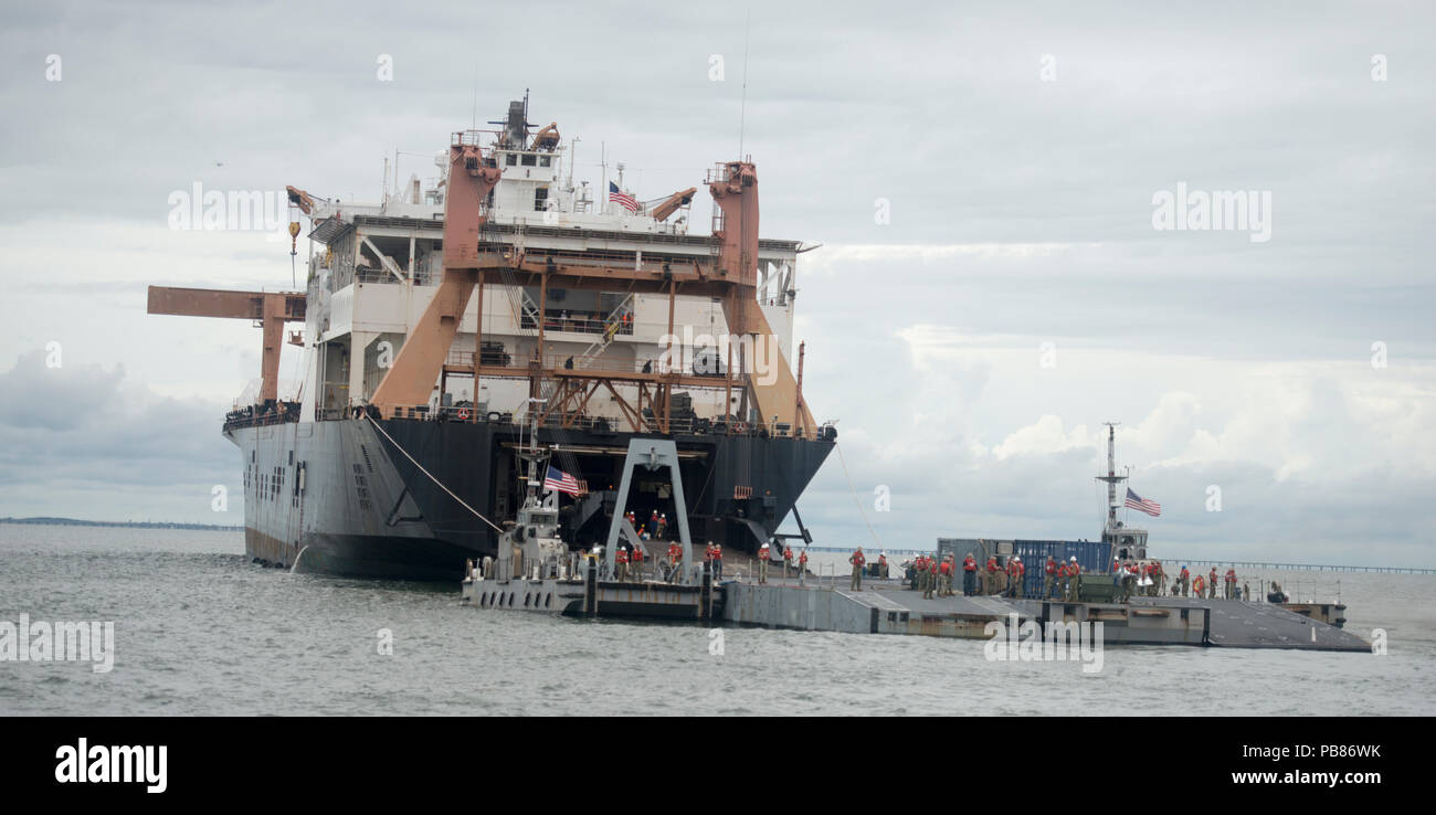 VIRGINIA BEACH, Va. Sailors man a Roll On/Roll Off Discharge Facility ...