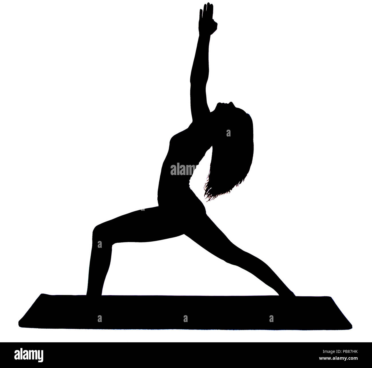 Beautiful woman exercising virabhadrasana or warrior pose yoga ...