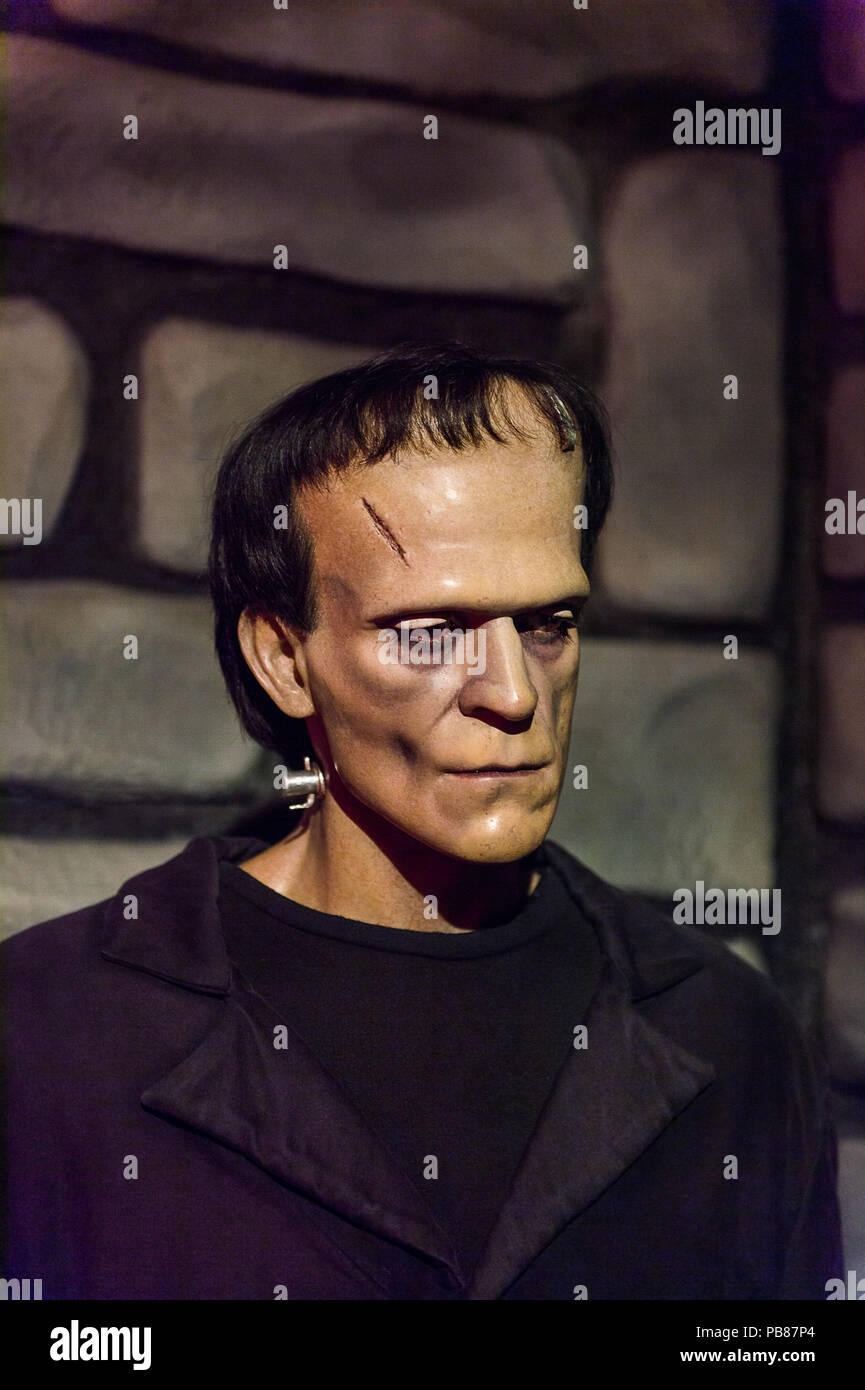 NEW YORK, USA - SEP 22, 2015: Frankenstein in the Madame Tussaud wax ...